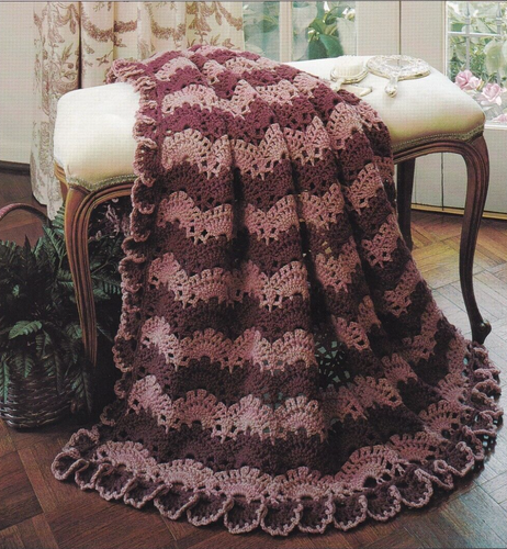 Afghan Crochet Pattern Instructions VICTORIAN SHELLS Scalloped Rows | eBay