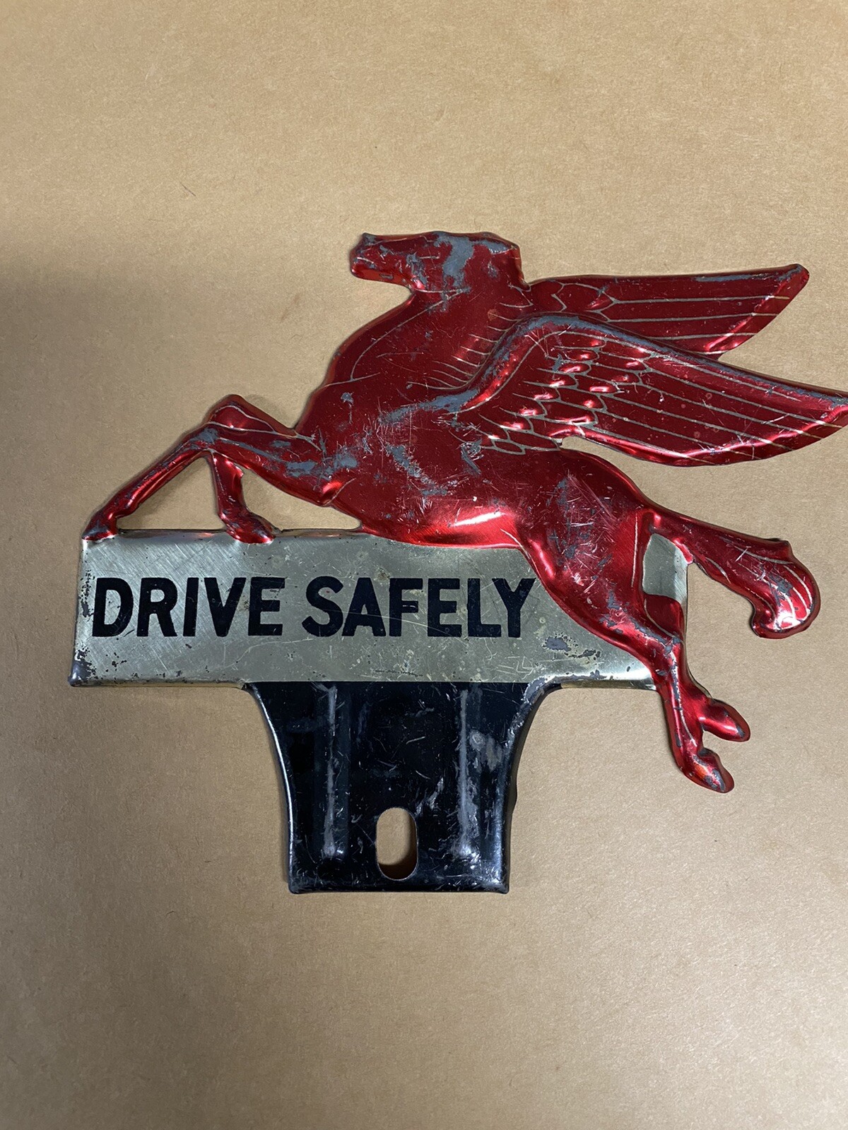 Mobil Pegasus Vintage Antique License Plate Topper Original Drive ...