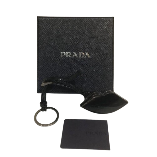 PRADA Lip Shaped Key Chain Key Ring Bag Charm Leather Metal Resin Italy ...