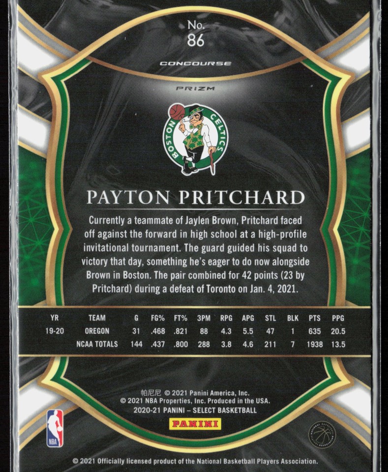 2021 Panini Select #86 Payton Pritchard Green White Purple | eBay