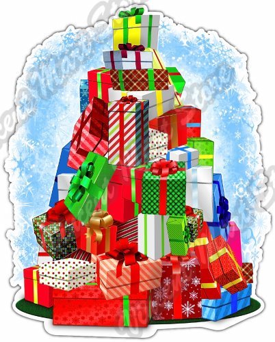 Stack Of Gifts Christmas Santa Xmas Holiday Car Bumper Vinyl Sticker ...