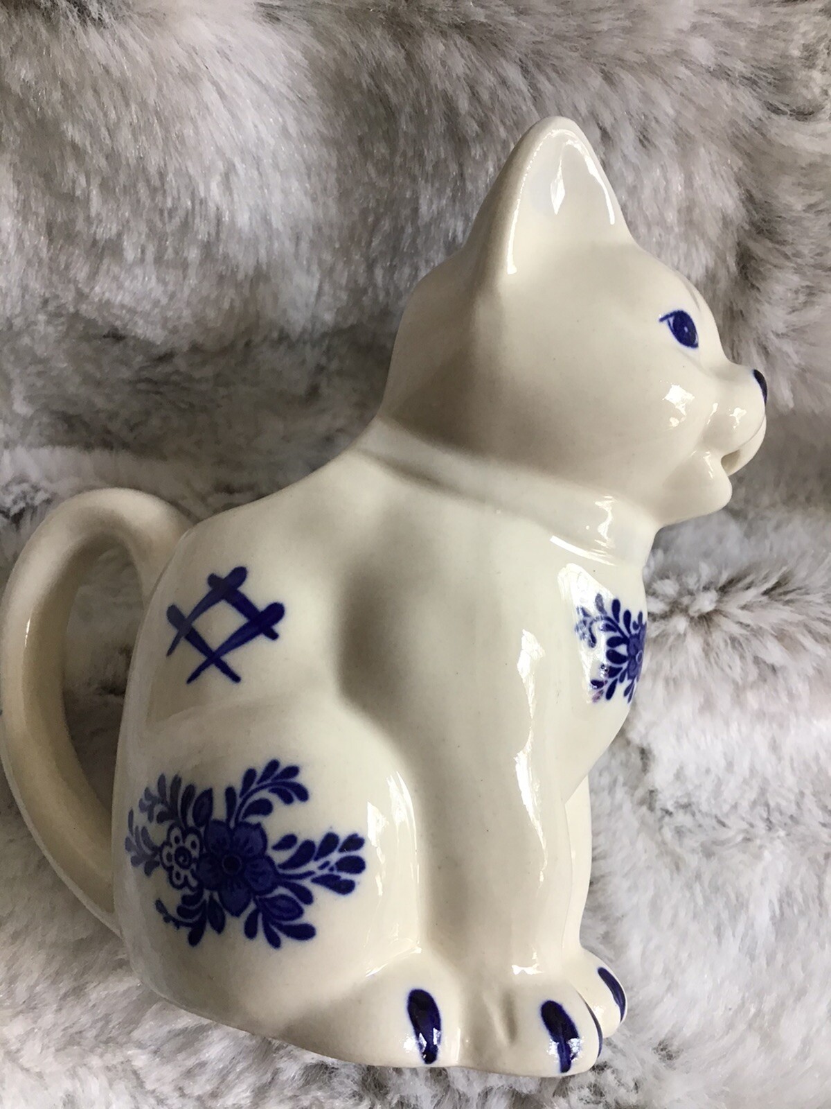 Vintage Delft White & Blue Porcelain Cat Creamer Pitcher Style 4.5” | eBay
