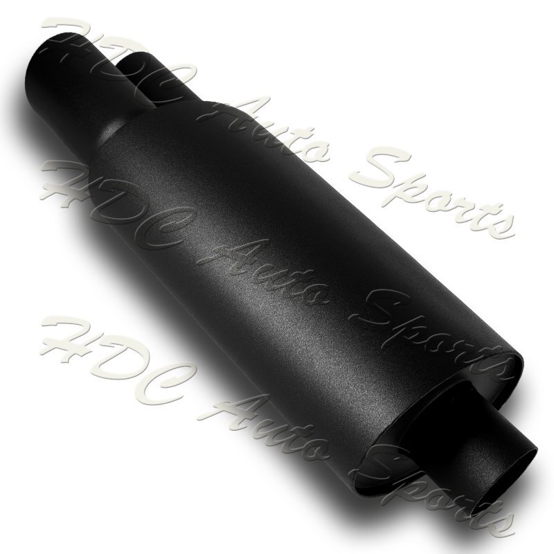3" Dual Slant Tip DTM 3" Inlet Black Stainless Steel Exhaust Resonator ...