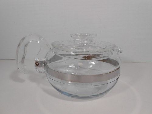 Vintage Pyrex Flameware 8446 B Glass 6 Cup Coffee Tea Pot w/ Lid Handle ...