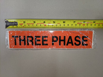 "Three Phase" Vinyl Warning Labels Black Letters On Orange Background ...
