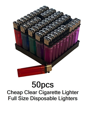 50 Pcs Full Size Disposable Butane Lighter Assorted Colors Wholesale ...