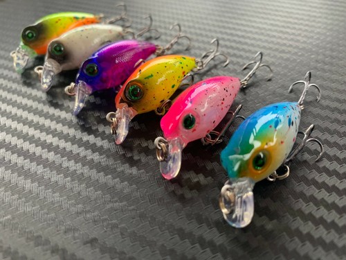 6x PFS Mini 35mm 3g Hardbody Crankbaits Shallow Diving Fishing Lures ...