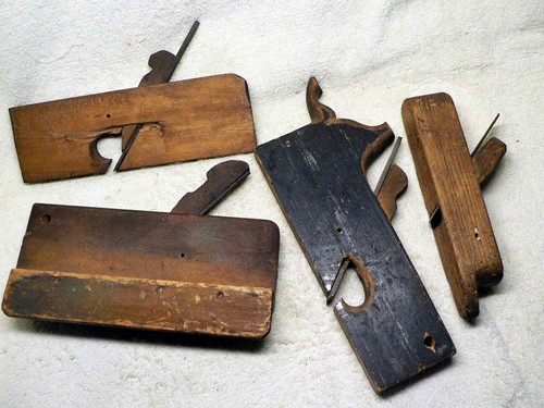 FOUR Antique Primitive Vintage 1800's Wooden Molding Planes. Wood ...