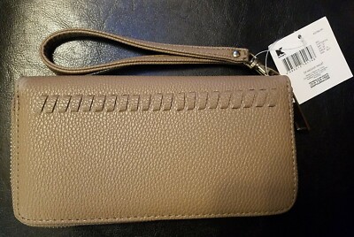 Gray Faux Leather Womens Zip Around Wallet Wristlet KMart Brand NWT 8x4 ...