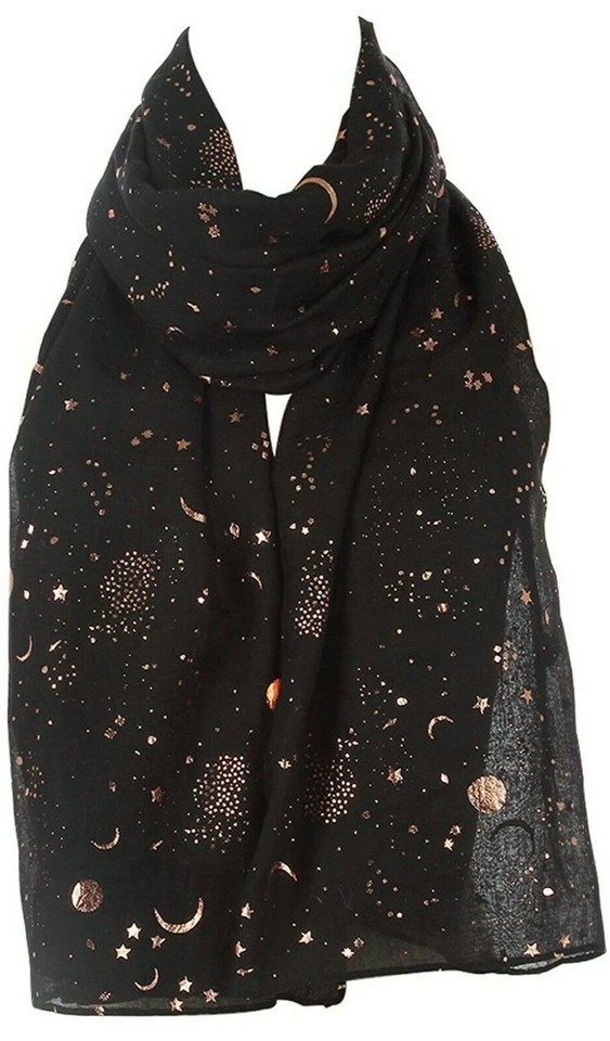Gold Glitters Shimmer Foil Moon Light Stars Women Scarf Shawl Wrap | eBay