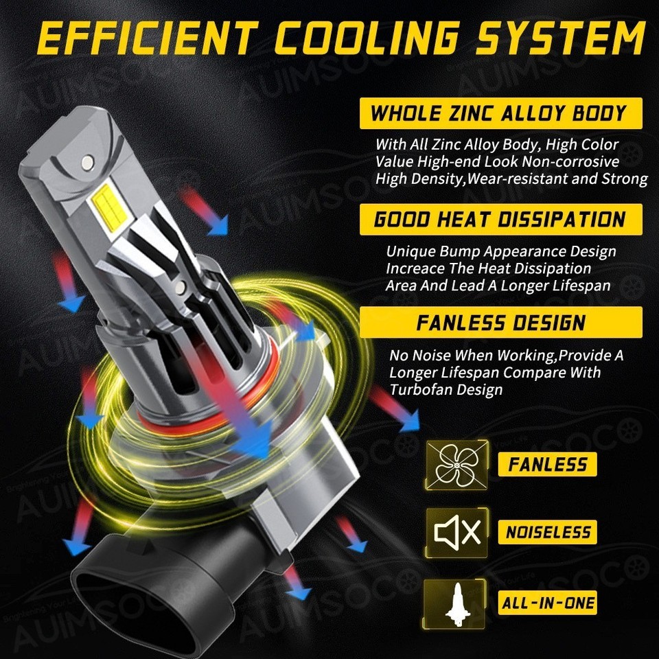 9005 D4S H11 6x 6000K HID LED Headlights Hi/Lo Beam Fog lights Kit ...