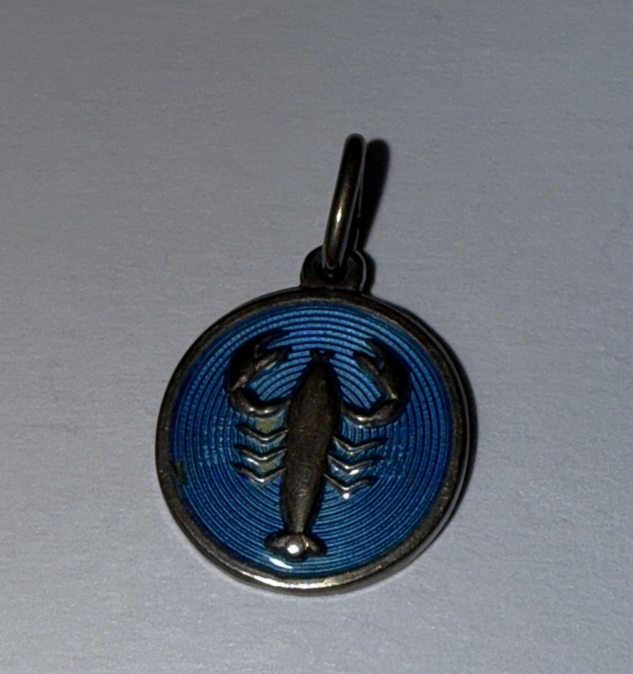 Vtg Sterling Silver David Andersen Scorpio Necklace Guilloche Enamel ...
