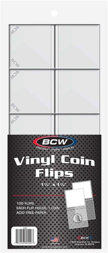 2X2 High Quality Double Pocket Vinyl Coin Flips with insert Clear ...