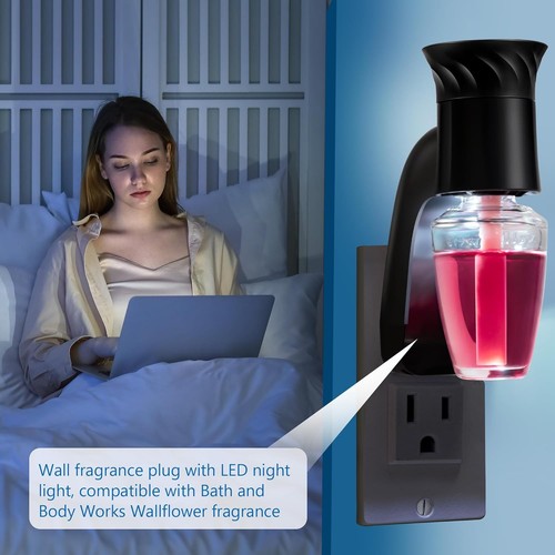 4 Pcs Wall Fragrance Plug with Night Light Compatible Bath and Black | eBay