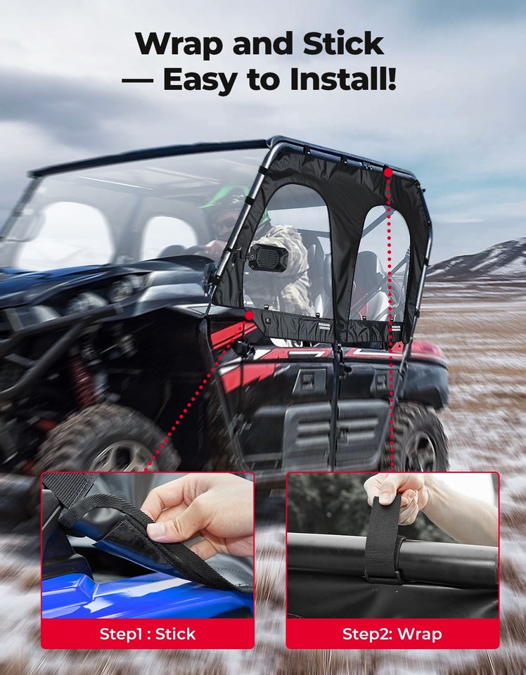 UTV Soft Upper Doors Cab Enclosure for Kawasaki Teryx 4 800 /Teryx 4 S ...