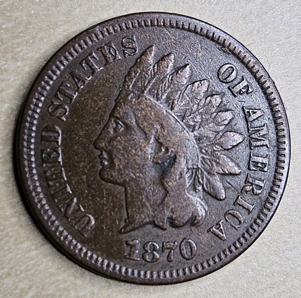 1870 Indian Head Cent Penny Fine F Almost Very Fine VF Semi Key Date | eBay