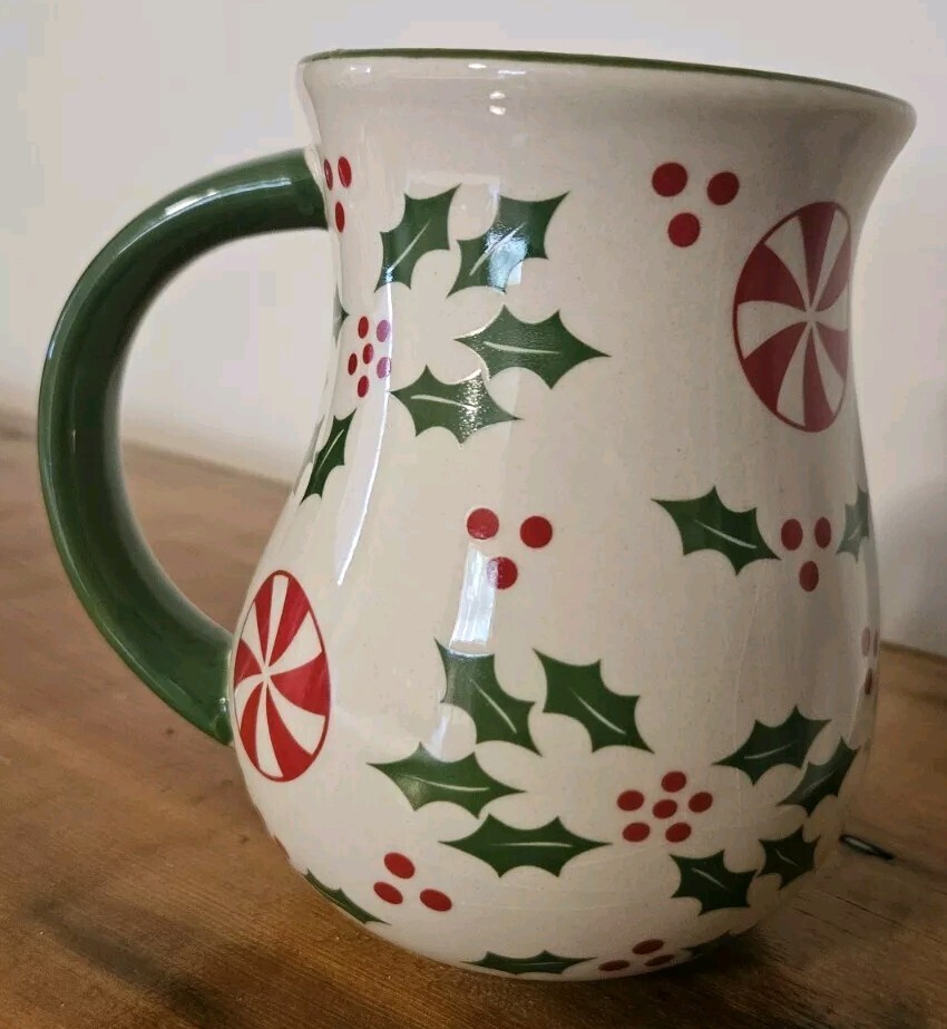 TEMPTATIONS By Tara Peppermint & Holly Christmas Coffee Mug Cup 16oz ...