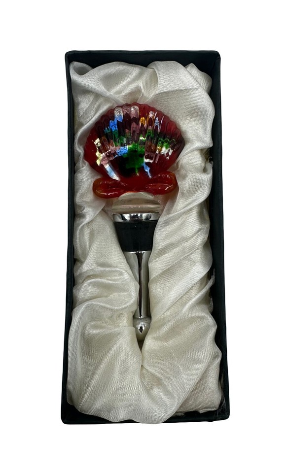 Art Glass Wine Stopper In Box Bottle Stopper Cork Shell Shape Multi ...