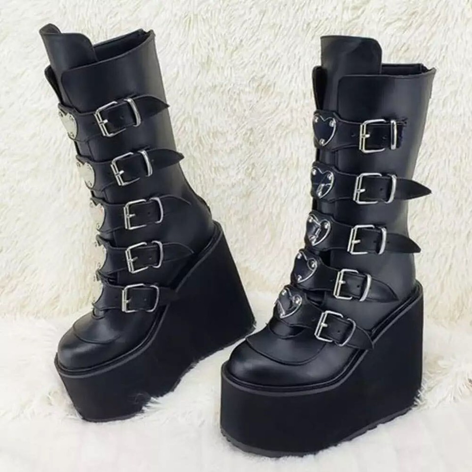 Gothic Punk High Platform Boots - Emo Chunky High Heels - Cosplay High ...