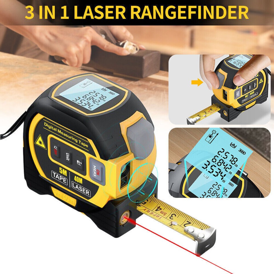 Laser Tape Measure 3 In 1 Digital Tape Measure High Precision Laser ...