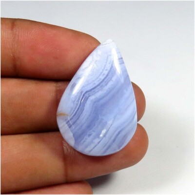 Blue Lace Gemstone 30x20 mm Natural Agate Cabochon Smooth Pear Shape ...
