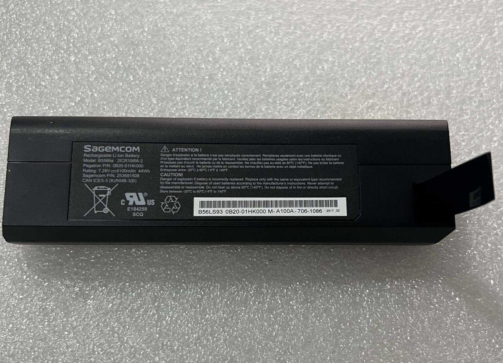 B5566a - New Original 6100mAh 7.28V Battery for Sagemcom 0B20-01HK000 ...