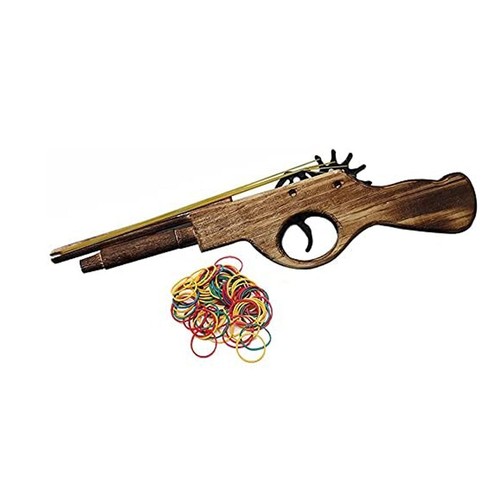Classic 10 inch Wood Toy Rubber Band Gun Pistol Shooter Revolver w ...