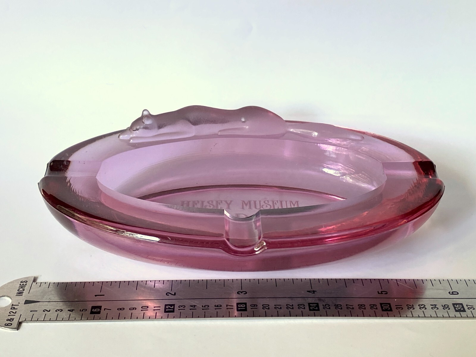 Heisey by Viking Glass Lavender Ice Sleeping Fox Ashtray 1993 Museum ...