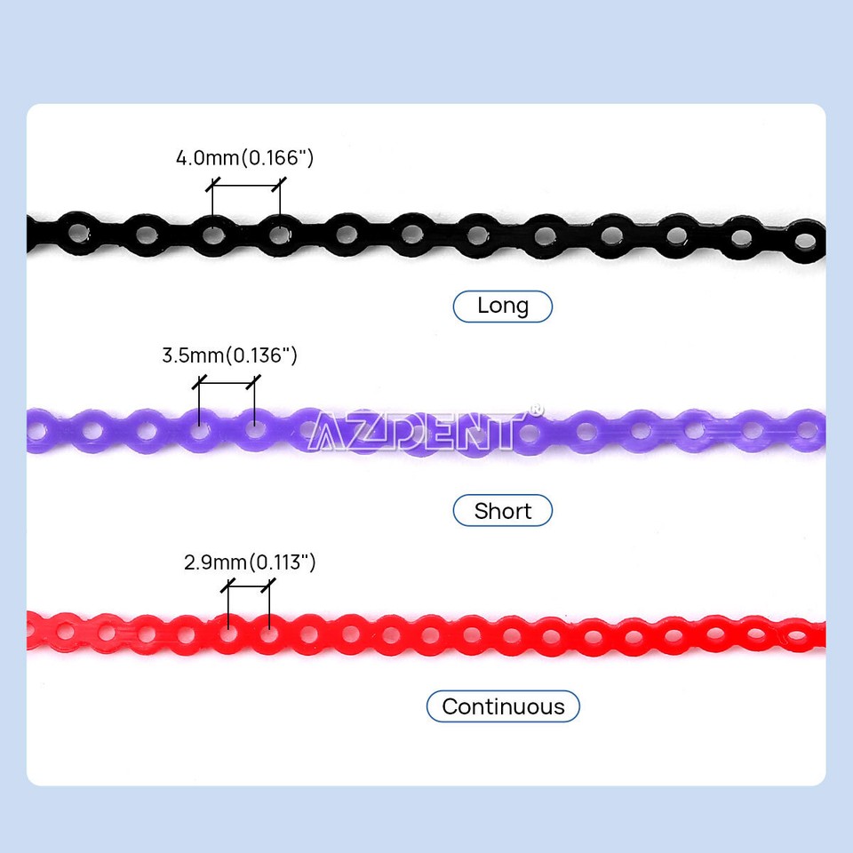 AZDENT Dental Ortho Colored Elastic Power Chain Elastic Ligature Ties ...
