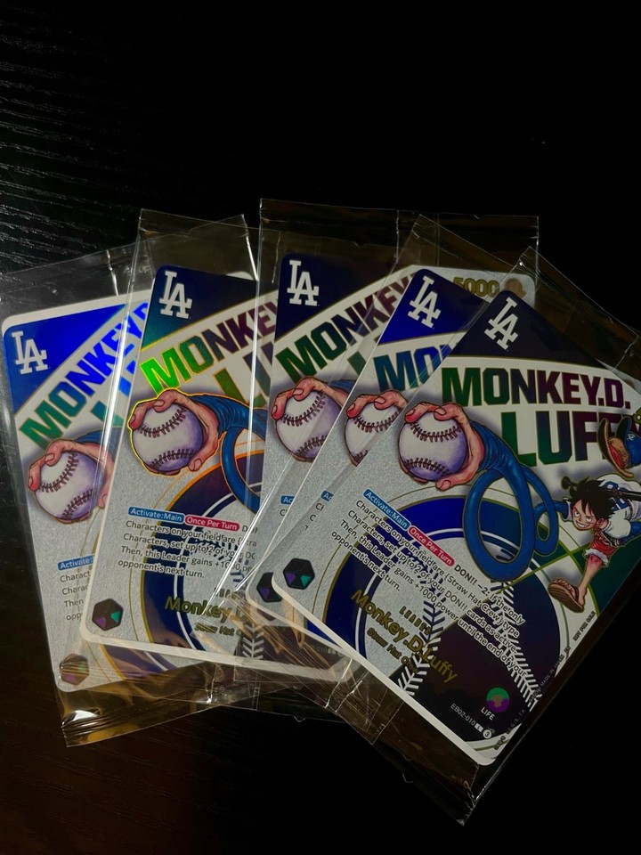 DODGERS X ONE PIECE COLLAB PROMO CARD MONKEY D. LUFFY ONE PIECE TCG | eBay
