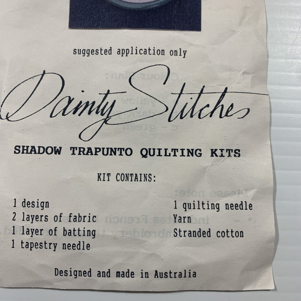 Dainty Stitches Australia Shadow Trapunto Quilting Kit Miniature ...