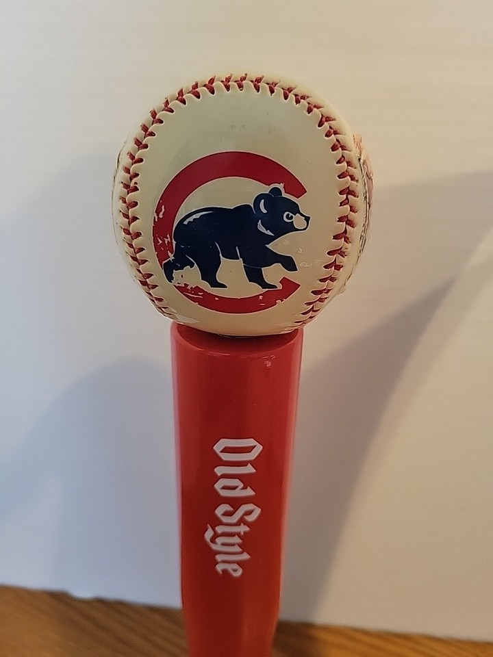 Old style beer Chicago Cubs bear Baseball bat Wooden tap Handle Wrigley ...