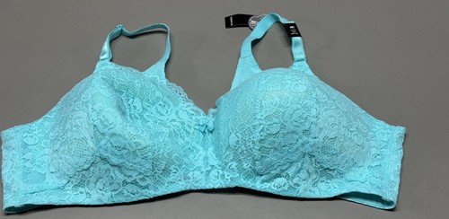 New Torrid Curves Aqua Blue Bra Dream Wire Free Soft Lace Back ...