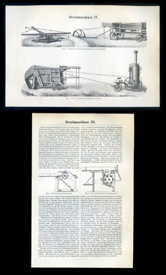 Threshing machine....Original antique print..1890s | eBay