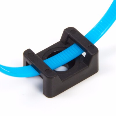 10 x BLACK Cable Tie Cradles Wiring Wire Management Zip Wall Mount ...