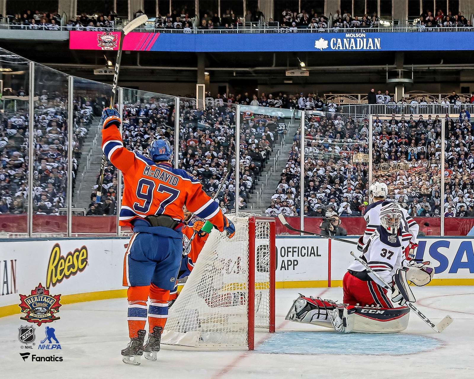 Connor McDavid Edmonton Oilers 2016 Heritage Classic Goal Celebration ...