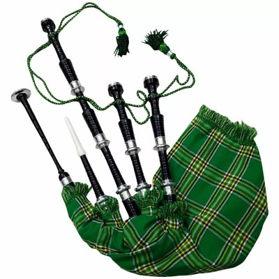 Irish Great National Highland Bagpipe Fitted With Silver Mounts With ...
