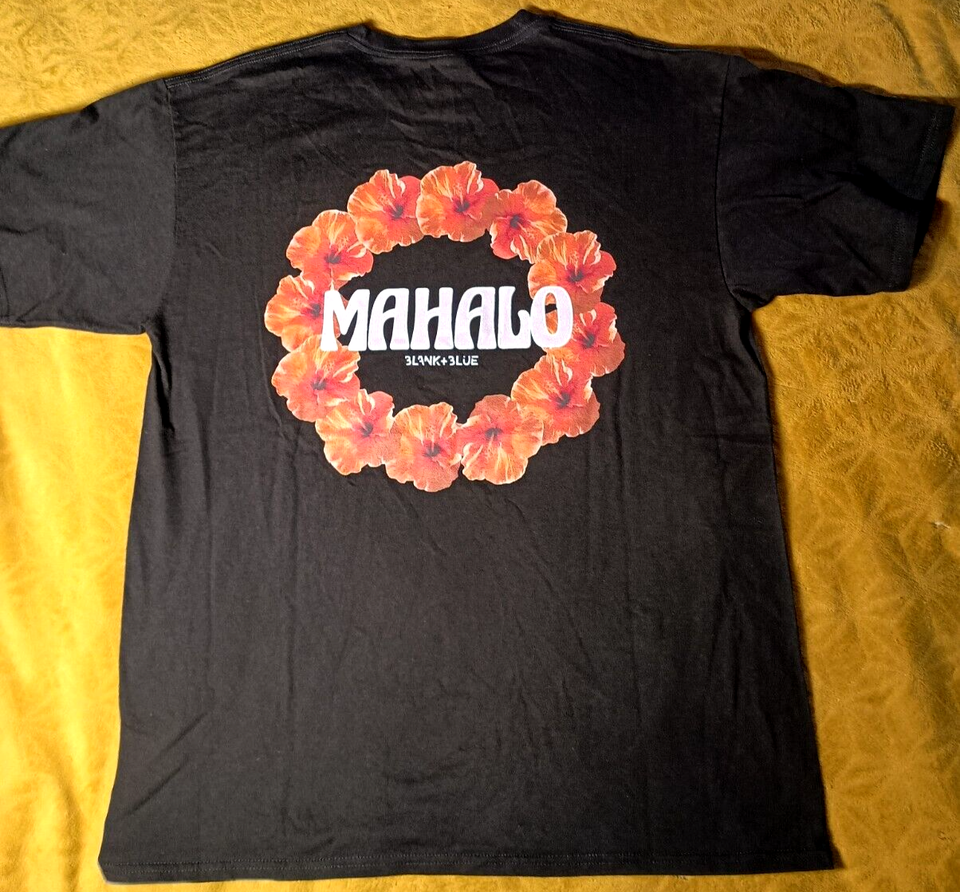 Mahalo Hawaiian t-shirt mens size Lg black blank + blue | eBay
