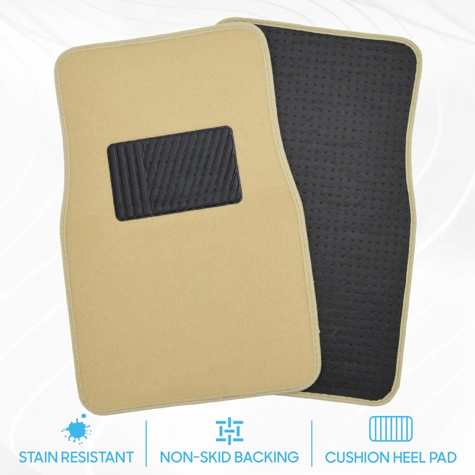 Car Carpet Floor Mats 4 Piece Vinyl Heel Pad Rug for Sedan & SUV Car ...