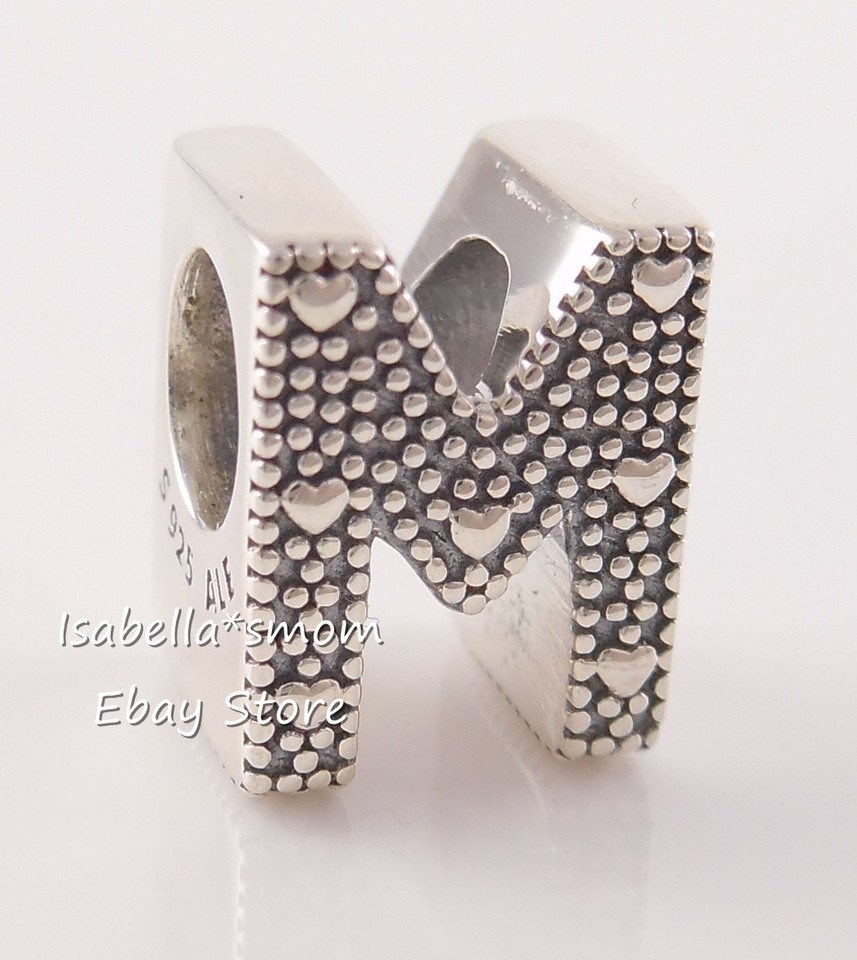 Authentic PANDORA Silver LETTER M Birthday Charm/Bead 797467 NEW w ...