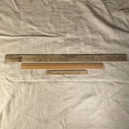 LOT OF 3 - Vintage Wood Rulers 6” Tupperware Ad, 12” SENCO & 18 ...