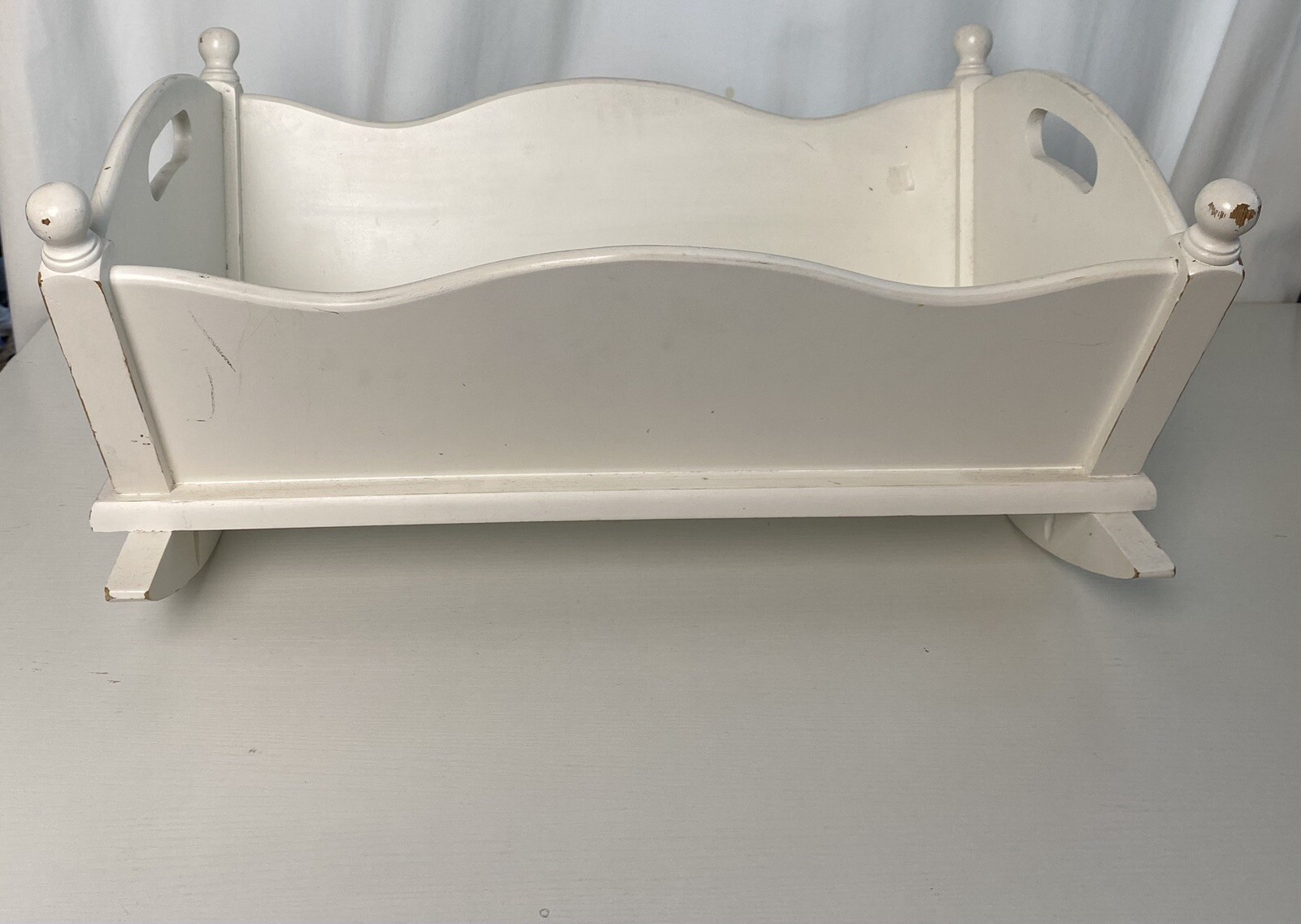 Antique Vintage 1950’s Wood Doll Cradle Bed Rocker Handmade Primitive ...