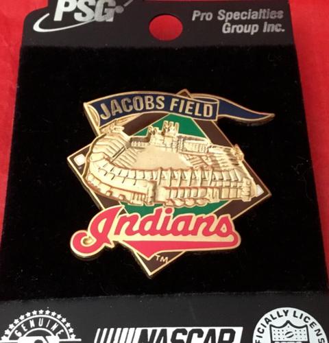 Jacobs Field Indians Pin PSG Red Cursive "Indians" Across Field Flag ...
