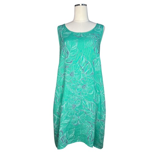 VASNA M Tropical Shift 100% Linen Dress Travel Vacation Resortwear ...