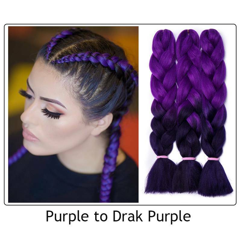 Box Braids With Purple Highlights