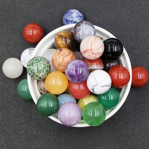 20pcs 20mm No Hole Natural Gemstone Round Ball Healing Sphere Stones ...