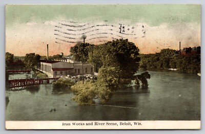 Iron Works & River Scene Beloit Wisconsin WI 1909 Postcard | eBay