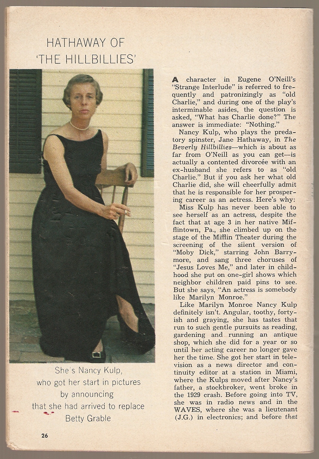 1963 TV ARTICLE NANCY KULP is MRS JANE HATHAWAY on THE BEVERLY ...