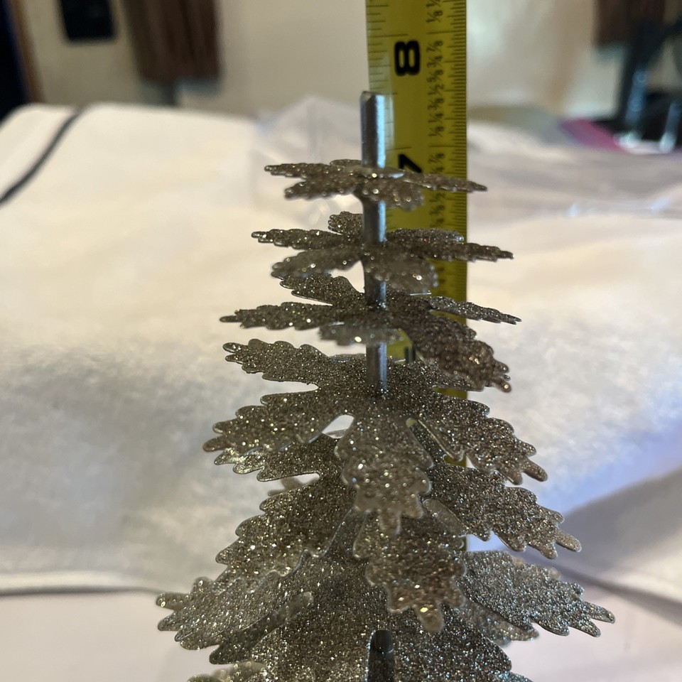 Tabletop decorative Silver glitter Christmas tree | eBay