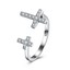 Sterling Silver Plated Fashion Resizable Ring AAA Zirconia Women Cross ...
